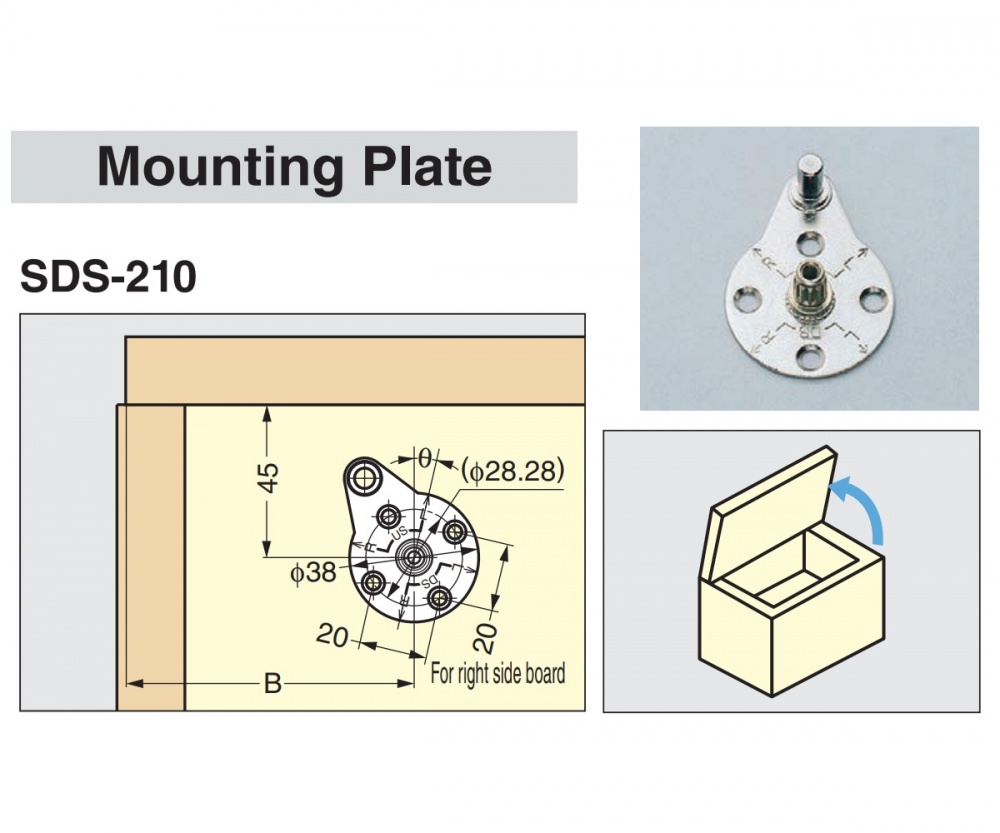 Lid Stay 105 Degree Open with Soft Close SDS-210 - solmer.co.uk
